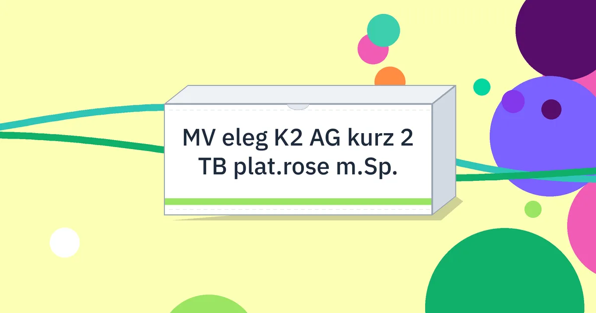 Symbolbild: Packung mit der Aufschrift MV eleg K2 AG kurz 2 TB plat.rose m.Sp. (PZN 14696399) – Verfügbarkeit und Bezug in Apotheken in Frankfurt am Main