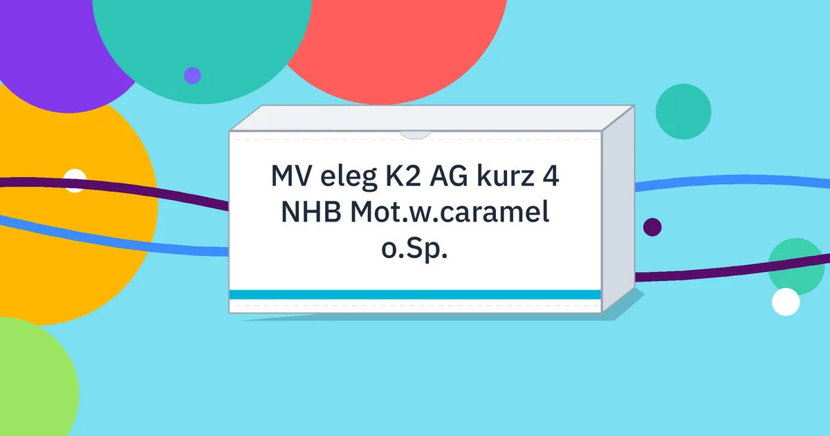Symbolbild: Packung mit der Aufschrift MV eleg K2 AG kurz 4 NHB Mot.w.caramel o.Sp. (PZN 15713243) – Verfügbarkeit und Bezug in Apotheken in Frankfurt am Main