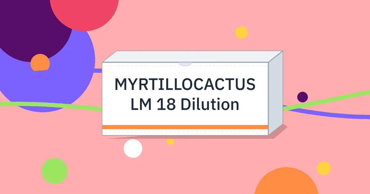 Symbolbild: Packung mit der Aufschrift MYRTILLOCACTUS LM 18 Dilution (PZN 13613106) – Verfügbarkeit und Bezug in Apotheken in Frankfurt am Main