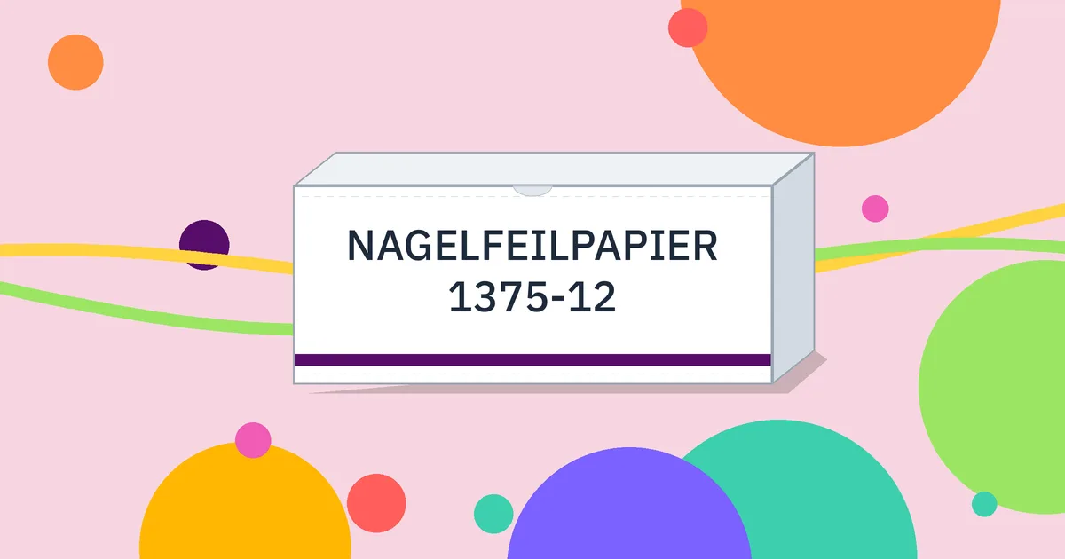 Symbolbild: Packung mit der Aufschrift NAGELFEILPAPIER 1375-12 (PZN 07341744) – Verfügbarkeit und Bezug in Apotheken in Frankfurt am Main
