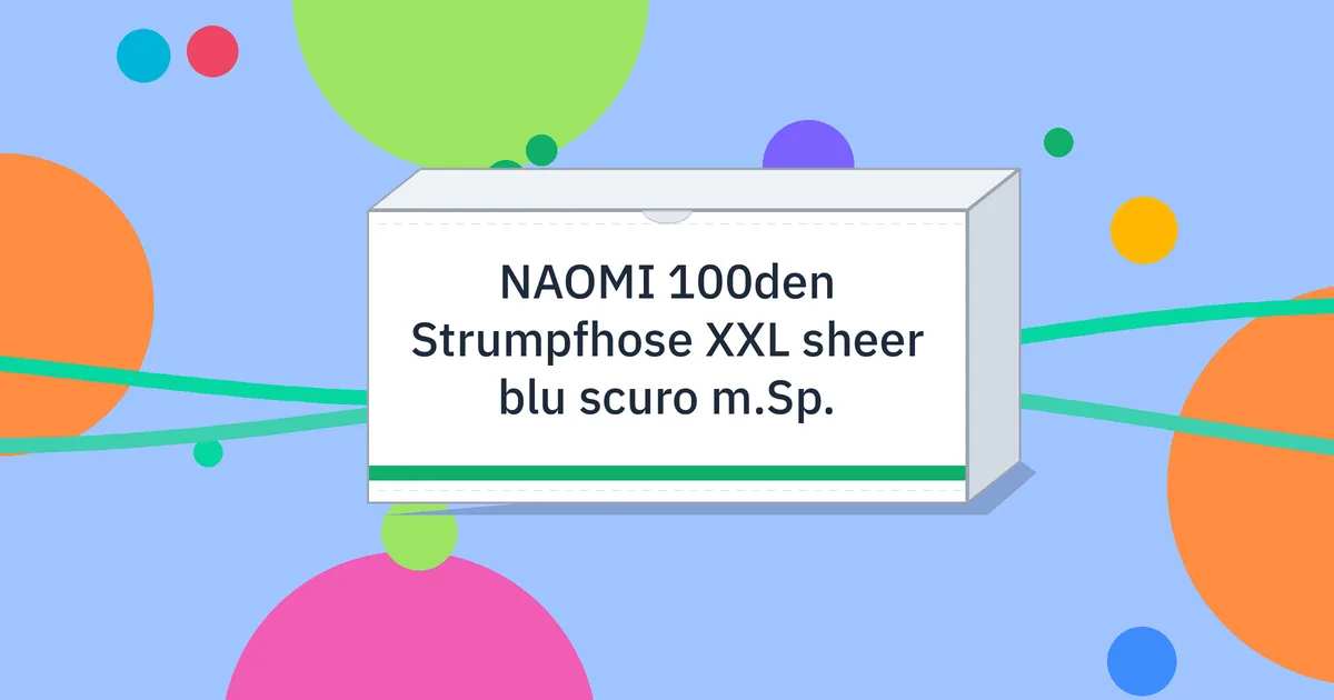 Symbolbild: Packung mit der Aufschrift NAOMI 100den Strumpfhose XXL sheer blu scuro m.Sp. (PZN 16177203) – Verfügbarkeit und Bezug in Apotheken in Frankfurt am Main