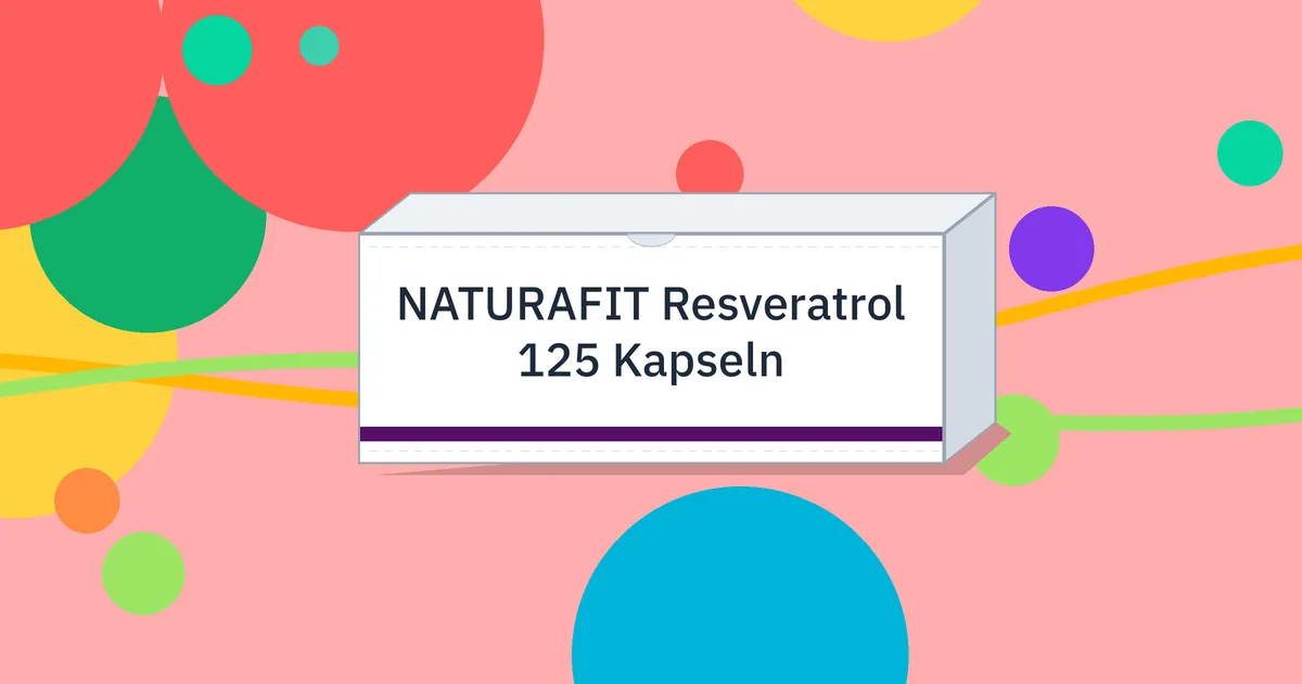 Symbolbild: Packung mit der Aufschrift NATURAFIT Resveratrol 125 Kapseln (PZN 11862526) – Verfügbarkeit und Bezug in Apotheken in Frankfurt am Main