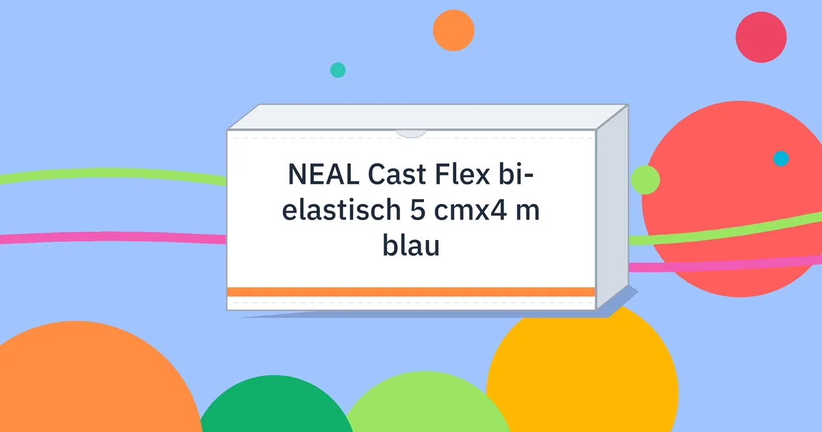 Symbolbild: Packung mit der Aufschrift NEAL Cast Flex bi-elastisch 5 cmx4 m blau (PZN 18796790) – Verfügbarkeit und Bezug in Apotheken in Frankfurt am Main
