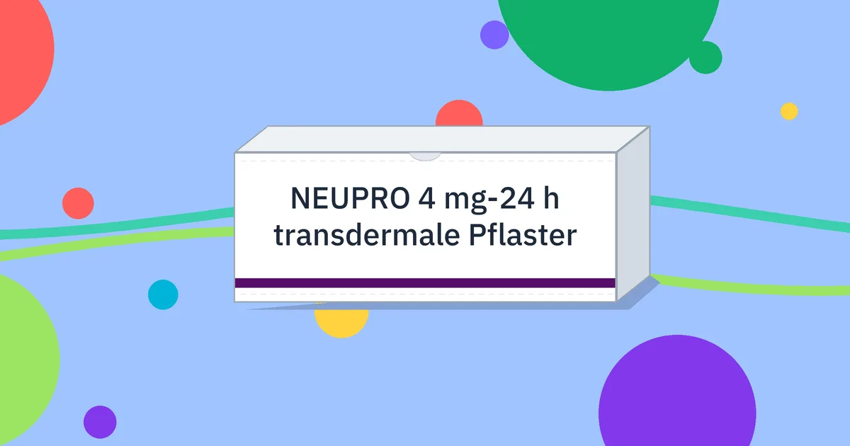 Symbolbild: Packung mit der Aufschrift NEUPRO 4 mg-24 h transdermale Pflaster (PZN 14270306) – Verfügbarkeit und Bezug in Apotheken in Frankfurt am Main