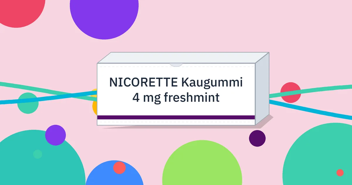 Symbolbild: Packung mit der Aufschrift NICORETTE Kaugummi 4 mg freshmint (PZN 04439313) – Verfügbarkeit und Bezug in Apotheken in Frankfurt am Main