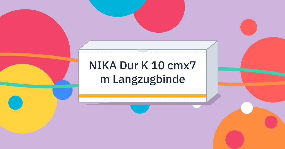 Symbolbild: Packung mit der Aufschrift NIKA Dur K 10 cmx7 m Langzugbinde (PZN 18171535) – Verfügbarkeit und Bezug in Apotheken in Frankfurt am Main