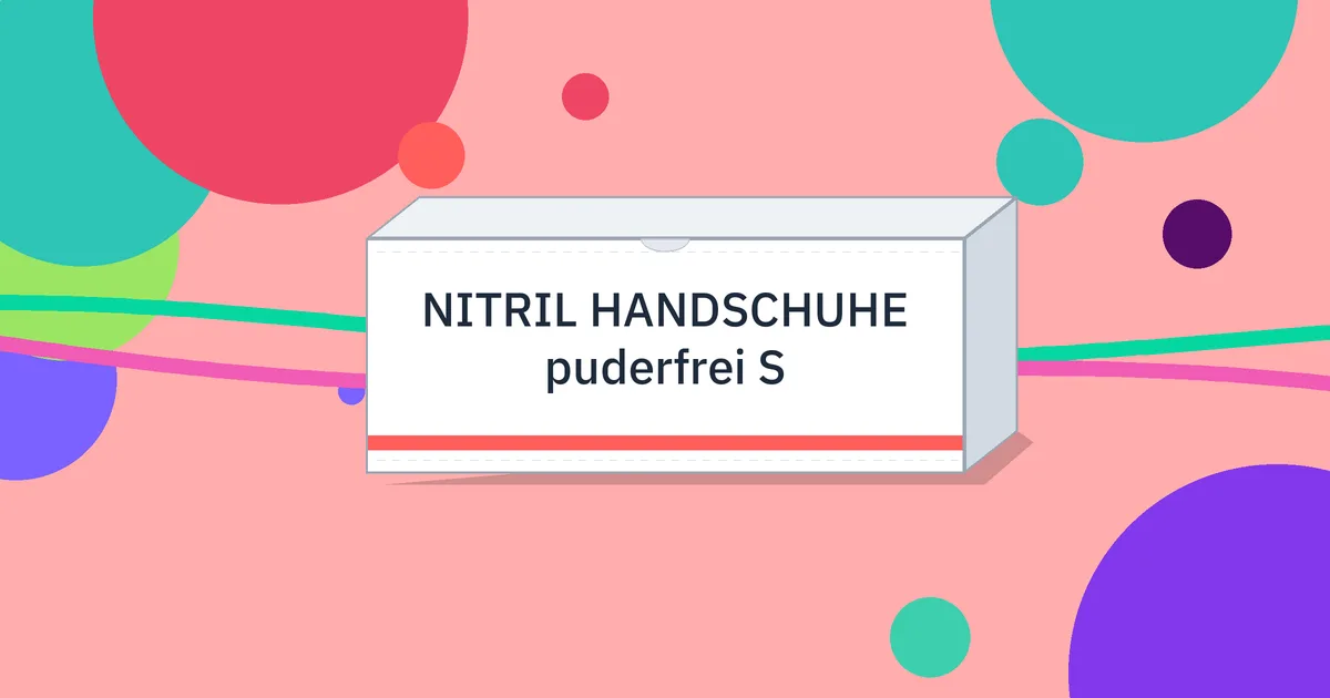 Symbolbild: Packung mit der Aufschrift NITRIL HANDSCHUHE puderfrei S (PZN 00080855) – Verfügbarkeit und Bezug in Apotheken in Frankfurt am Main