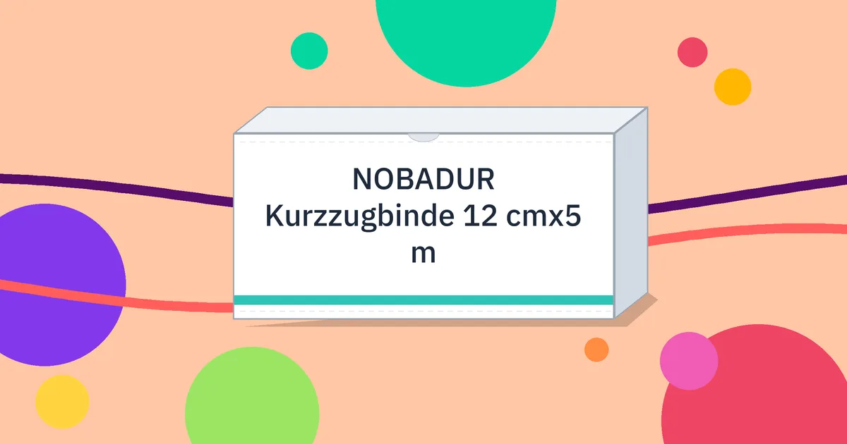 Symbolbild: Packung mit der Aufschrift NOBADUR Kurzzugbinde 12 cmx5 m (PZN 16027969) – Verfügbarkeit und Bezug in Apotheken in Frankfurt am Main
