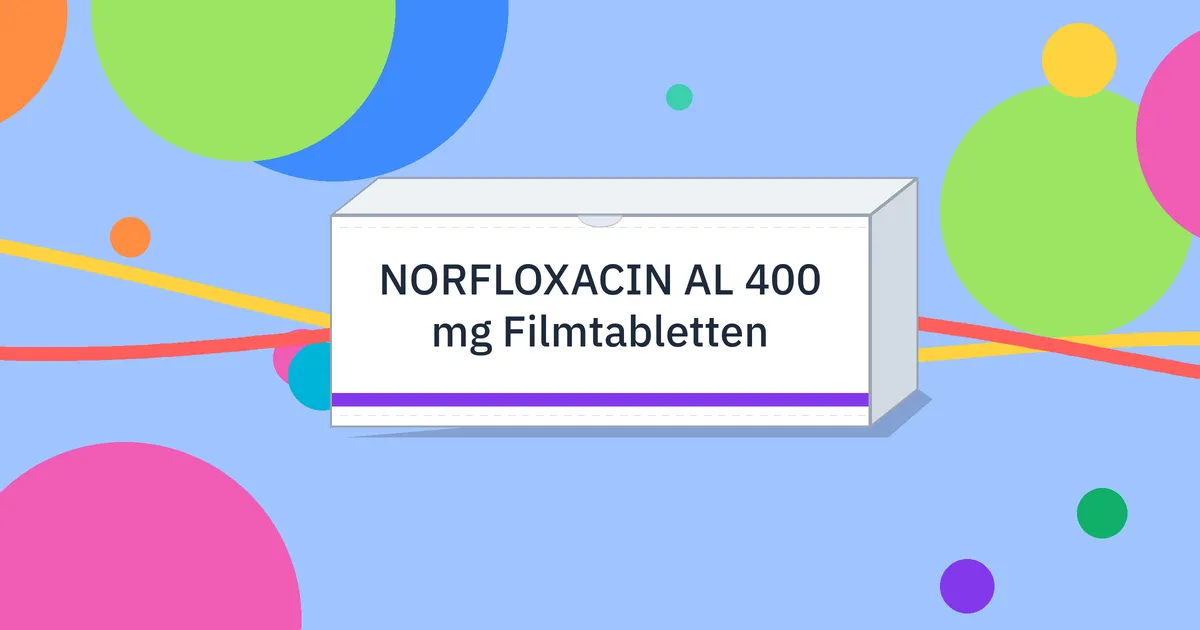 Symbolbild: Packung mit der Aufschrift NORFLOXACIN AL 400 mg Filmtabletten (PZN 00295662) – Verfügbarkeit und Bezug in Apotheken in Frankfurt am Main