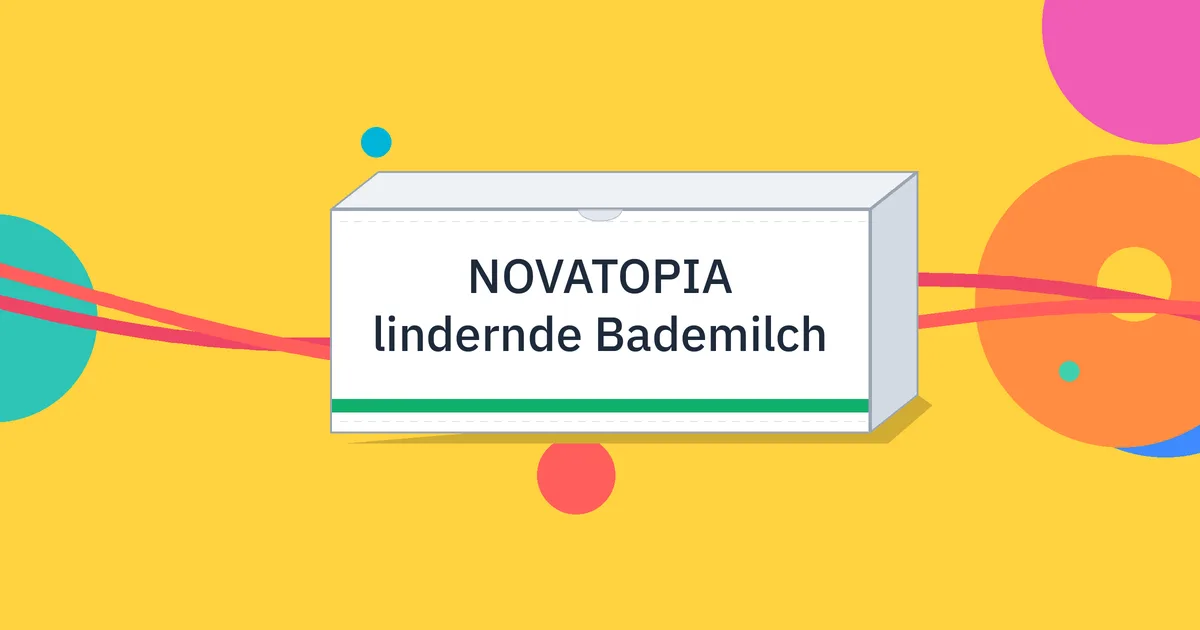 Symbolbild: Packung mit der Aufschrift NOVATOPIA lindernde Bademilch (PZN 16160639) – Verfügbarkeit und Bezug in Apotheken in Frankfurt am Main