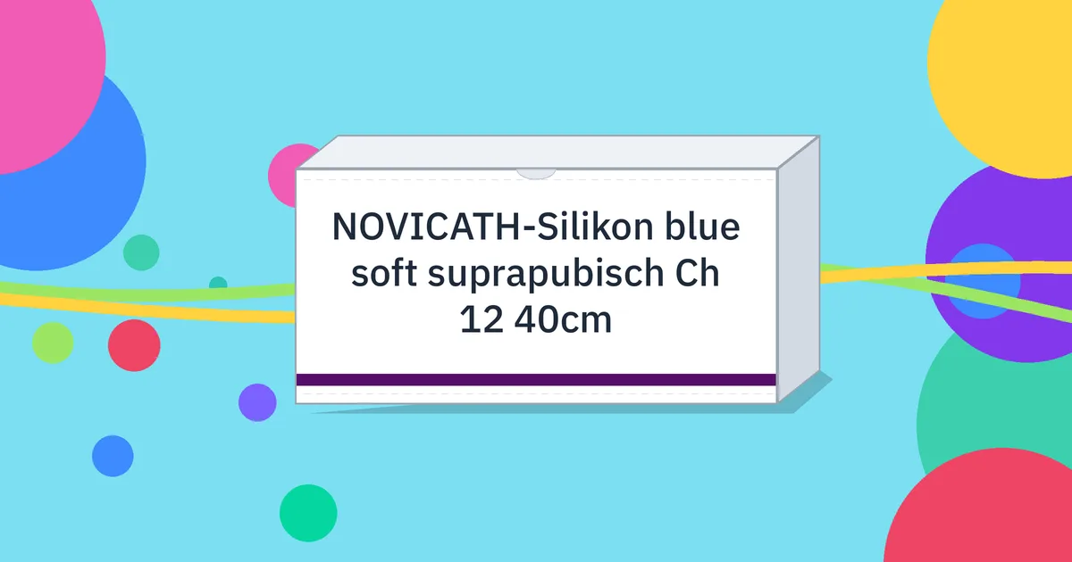 Symbolbild: Packung mit der Aufschrift NOVICATH-Silikon blue soft suprapubisch Ch 12 40cm (PZN 19826168) – Verfügbarkeit und Bezug in Apotheken in Frankfurt am Main
