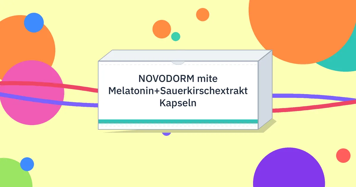 Symbolbild: Packung mit der Aufschrift NOVODORM mite Melatonin+Sauerkirschextrakt Kapseln (PZN 19733018) – Verfügbarkeit und Bezug in Apotheken in Frankfurt am Main