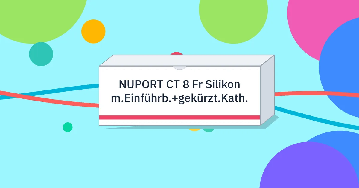 Symbolbild: Packung mit der Aufschrift NUPORT CT 8 Fr Silikon m.Einführb.+gekürzt.Kath. (PZN 14061471) – Verfügbarkeit und Bezug in Apotheken in Frankfurt am Main