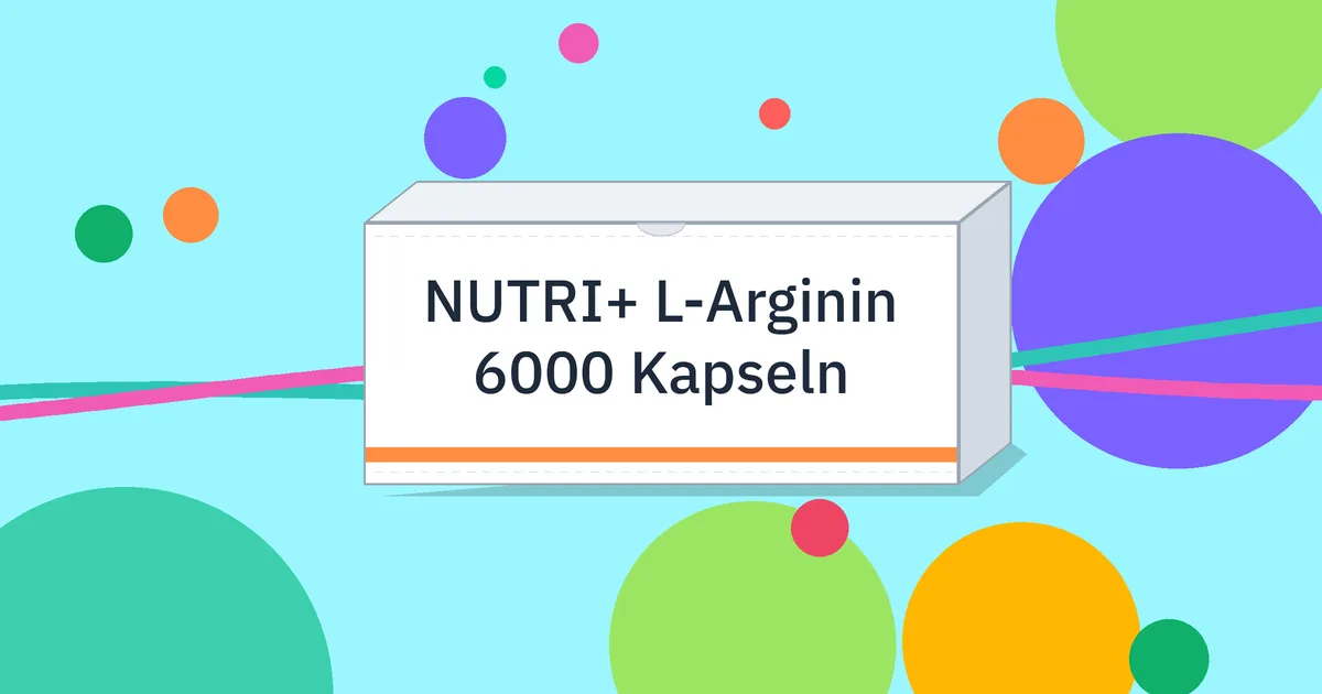Symbolbild: Packung mit der Aufschrift NUTRI+ L-Arginin 6000 Kapseln (PZN 19667600) – Verfügbarkeit und Bezug in Apotheken in Frankfurt am Main