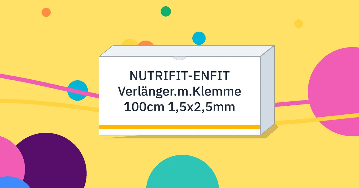 Symbolbild: Packung mit der Aufschrift NUTRIFIT-ENFIT Verlänger.m.Klemme 100cm 1,5x2,5mm (PZN 14174442) – Verfügbarkeit und Bezug in Apotheken in Frankfurt am Main
