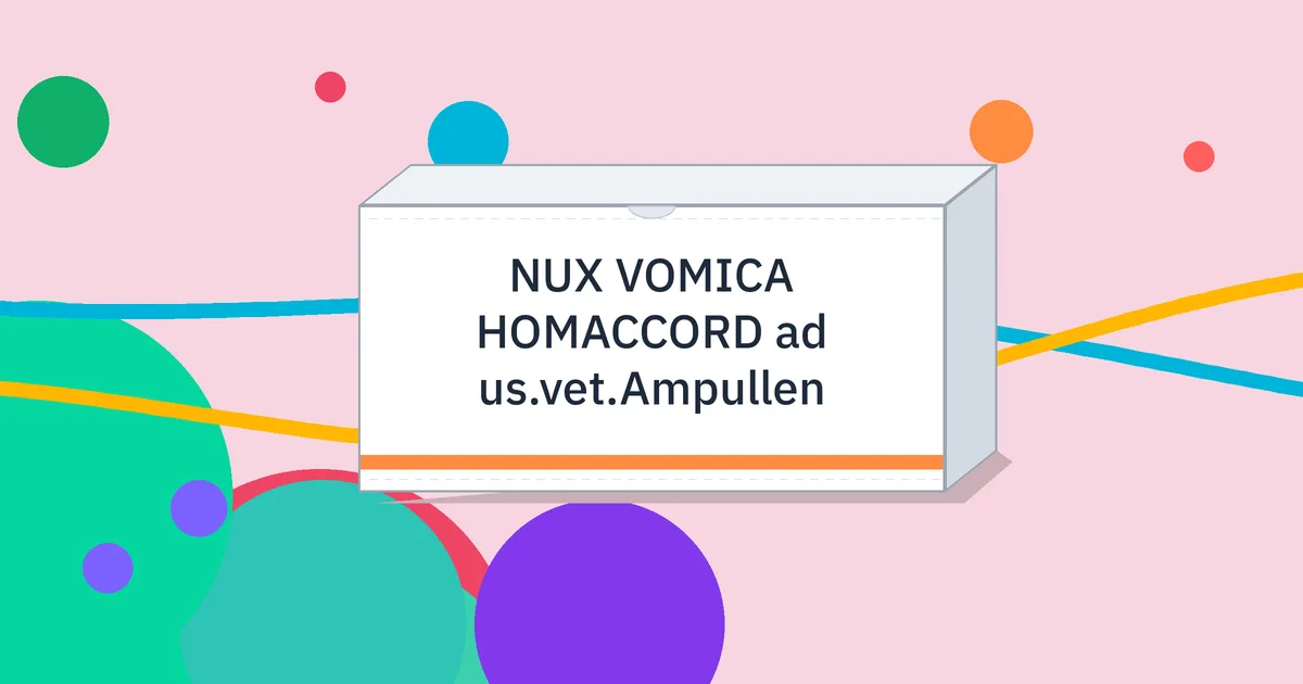 Symbolbild: Packung mit der Aufschrift NUX VOMICA HOMACCORD ad us.vet.Ampullen (PZN 02585080) – Verfügbarkeit und Bezug in Apotheken in Frankfurt am Main