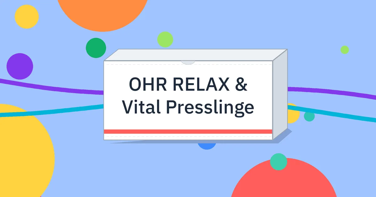 Symbolbild: Packung mit der Aufschrift OHR RELAX & Vital Presslinge (PZN 14040569) – Verfügbarkeit und Bezug in Apotheken in Frankfurt am Main