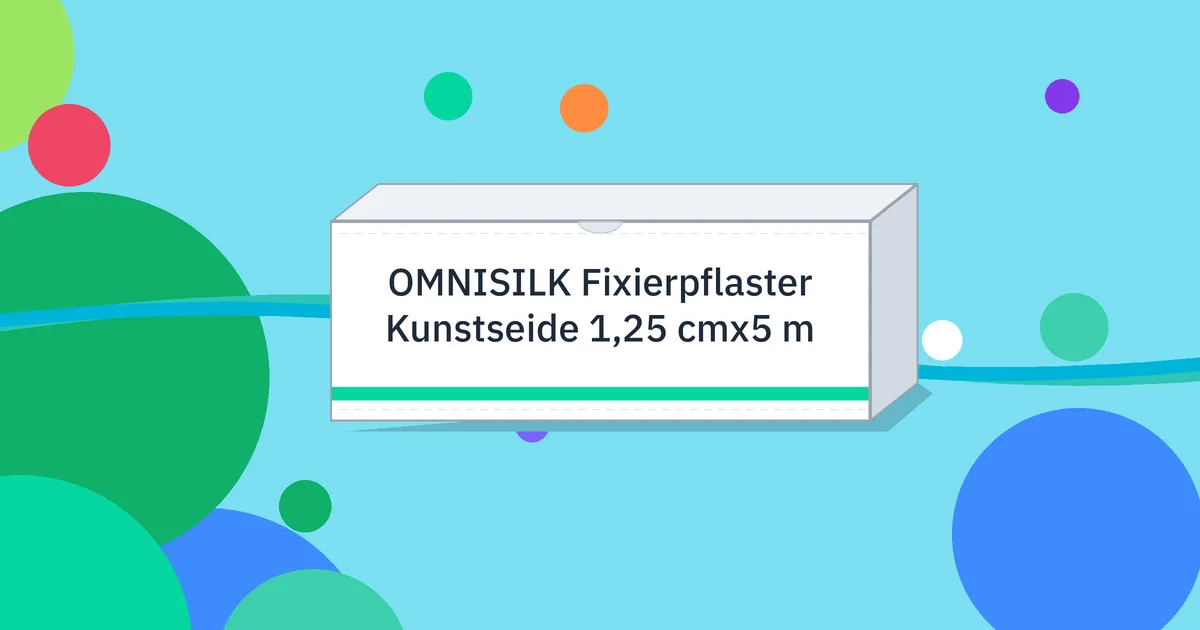Symbolbild: Packung mit der Aufschrift OMNISILK Fixierpflaster Kunstseide 1,25 cmx5 m (PZN 14443379) – Verfügbarkeit und Bezug in Apotheken in Frankfurt am Main