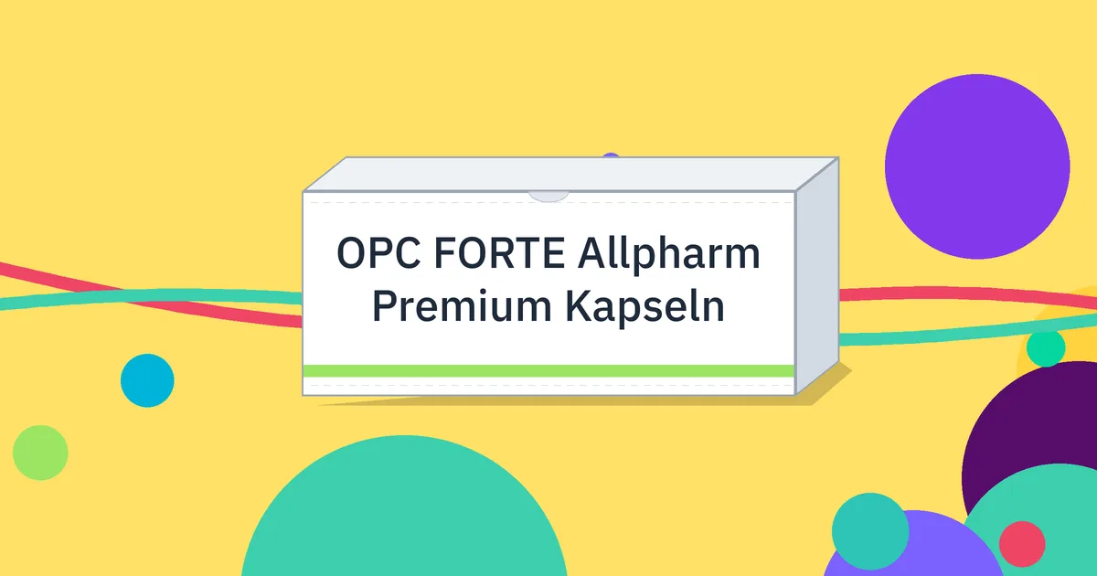 Symbolbild: Packung mit der Aufschrift OPC FORTE Allpharm Premium Kapseln (PZN 19512903) – Verfügbarkeit und Bezug in Apotheken in Frankfurt am Main