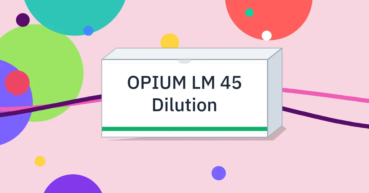 Symbolbild: Packung mit der Aufschrift OPIUM LM 45 Dilution (PZN 12972369) – Verfügbarkeit und Bezug in Apotheken in Frankfurt am Main