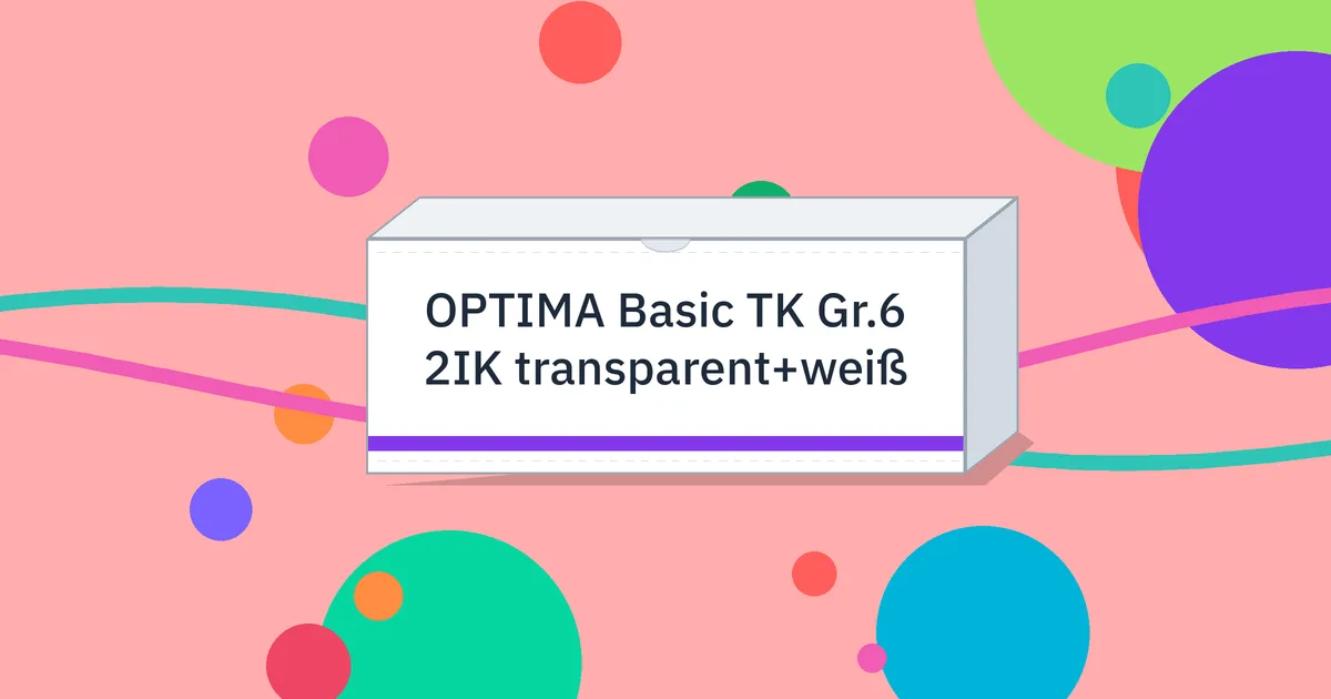 Symbolbild: Packung mit der Aufschrift OPTIMA Basic TK Gr.6 2IK transparent+weiß (PZN 10287669) – Verfügbarkeit und Bezug in Apotheken in Frankfurt am Main