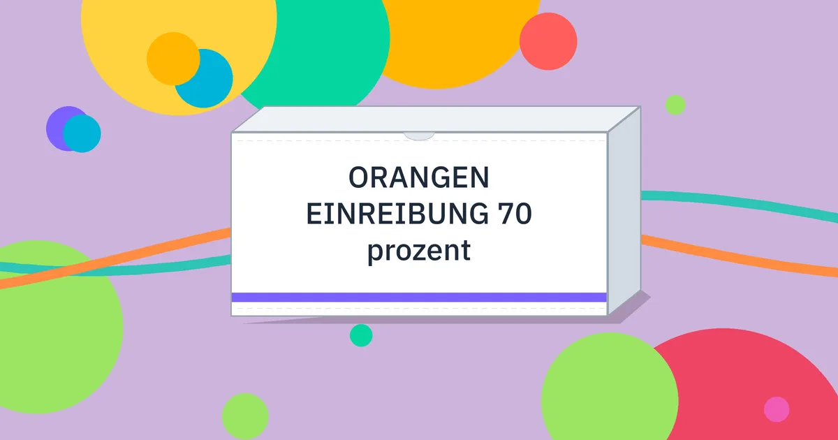 Symbolbild: Packung mit der Aufschrift ORANGEN EINREIBUNG 70 prozent (PZN 03457510) – Verfügbarkeit und Bezug in Apotheken in Frankfurt am Main