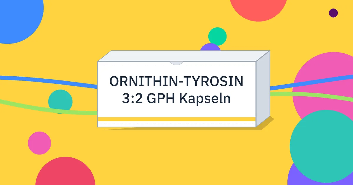 Symbolbild: Packung mit der Aufschrift ORNITHIN-TYROSIN 3:2 GPH Kapseln (PZN 00943747) – Verfügbarkeit und Bezug in Apotheken in Frankfurt am Main
