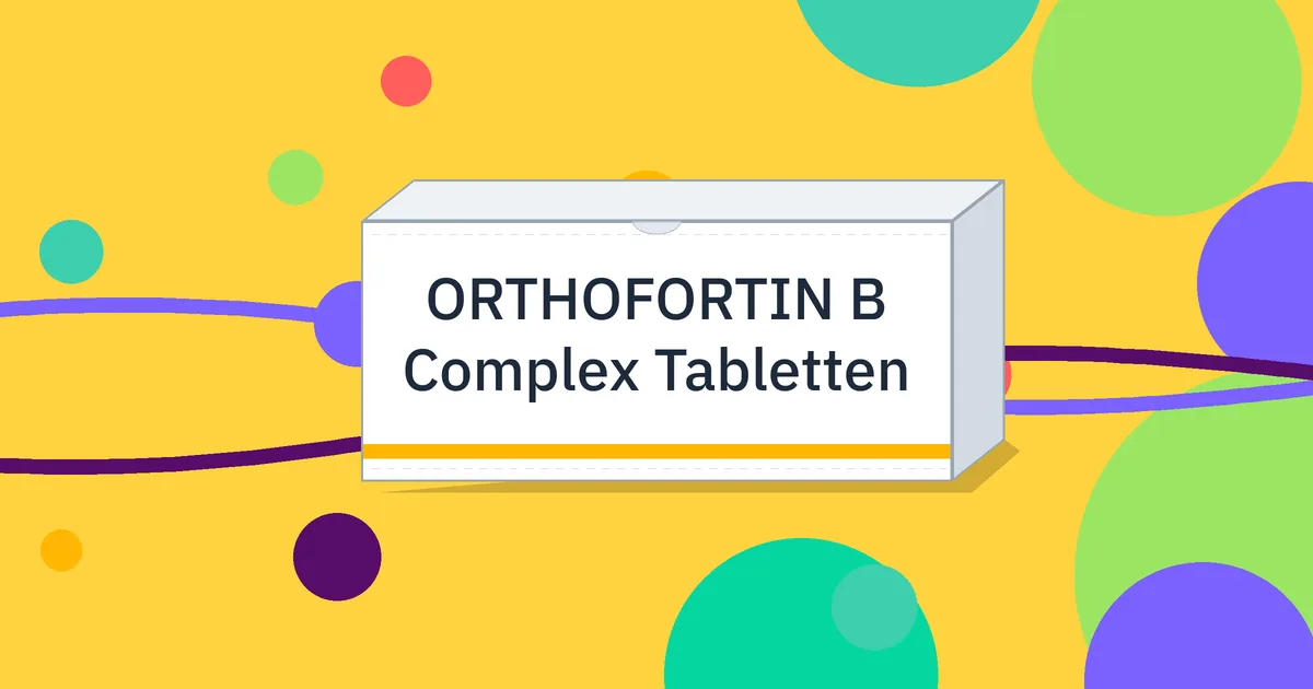 Symbolbild: Packung mit der Aufschrift ORTHOFORTIN B Complex Tabletten (PZN 15329906) – Verfügbarkeit und Bezug in Apotheken in Frankfurt am Main