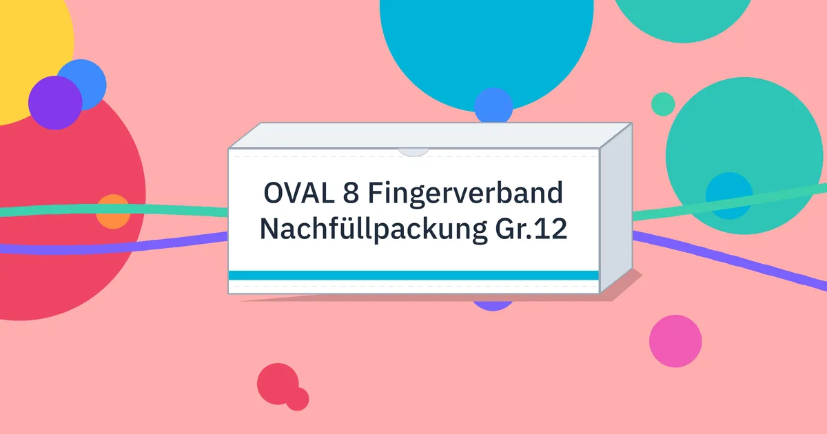 Symbolbild: Packung mit der Aufschrift OVAL 8 Fingerverband Nachfüllpackung Gr.12 (PZN 06711280) – Verfügbarkeit und Bezug in Apotheken in Frankfurt am Main