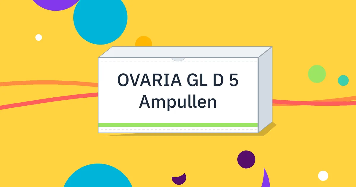 Symbolbild: Packung mit der Aufschrift OVARIA GL D 5 Ampullen (PZN 03354862) – Verfügbarkeit und Bezug in Apotheken in Frankfurt am Main
