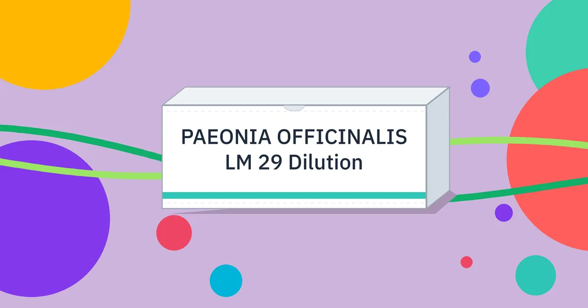 Symbolbild: Packung mit der Aufschrift PAEONIA OFFICINALIS LM 29 Dilution (PZN 12975132) – Verfügbarkeit und Bezug in Apotheken in Frankfurt am Main