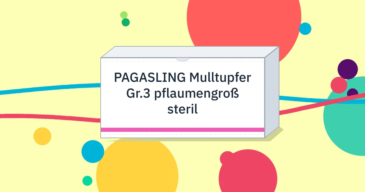 Symbolbild: Packung mit der Aufschrift PAGASLING Mulltupfer Gr.3 pflaumengroß steril (PZN 17600230) – Verfügbarkeit und Bezug in Apotheken in Frankfurt am Main