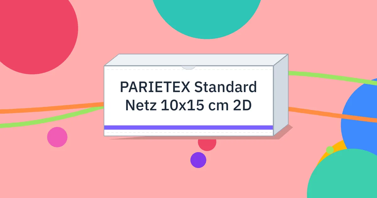 Symbolbild: Packung mit der Aufschrift PARIETEX Standard Netz 10x15 cm 2D (PZN 00354583) – Verfügbarkeit und Bezug in Apotheken in Frankfurt am Main