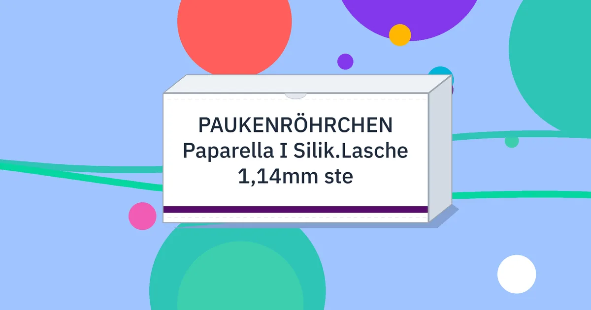 Symbolbild: Packung mit der Aufschrift PAUKENRÖHRCHEN Paparella I Silik.Lasche 1,14mm ste (PZN 18651896) – Verfügbarkeit und Bezug in Apotheken in Frankfurt am Main