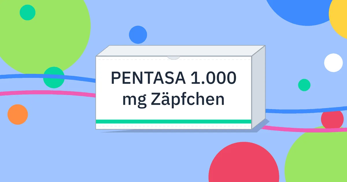 Symbolbild: Packung mit der Aufschrift PENTASA 1.000 mg Zäpfchen (PZN 15657013) – Verfügbarkeit und Bezug in Apotheken in Frankfurt am Main