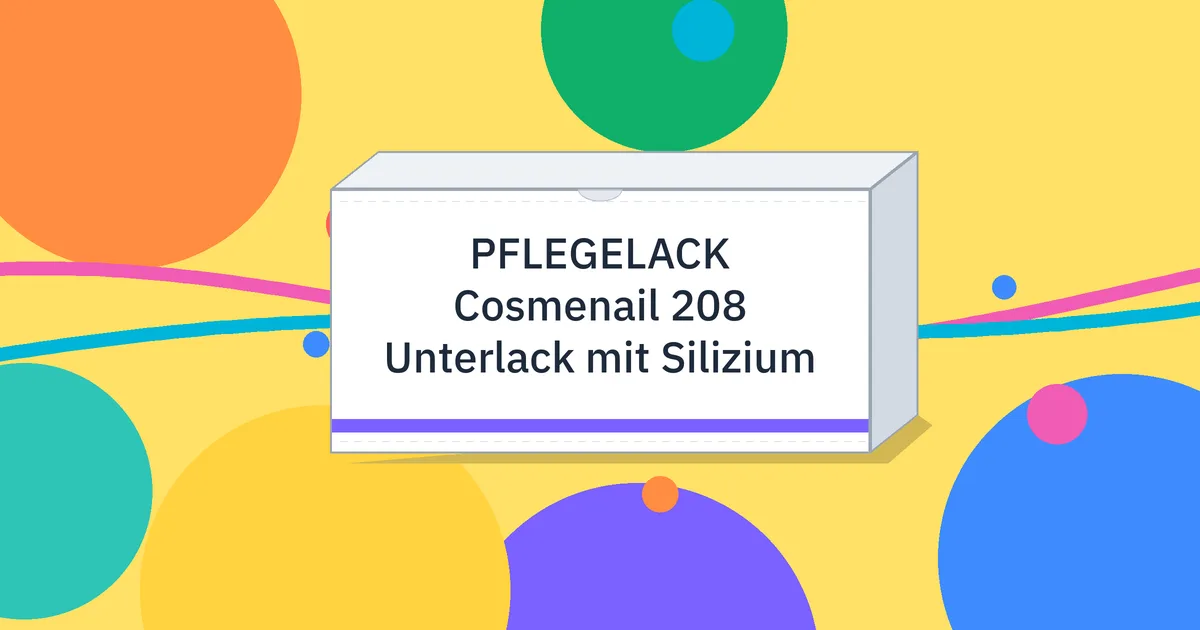 Symbolbild: Packung mit der Aufschrift PFLEGELACK Cosmenail 208 Unterlack mit Silizium (PZN 11688614) – Verfügbarkeit und Bezug in Apotheken in Frankfurt am Main