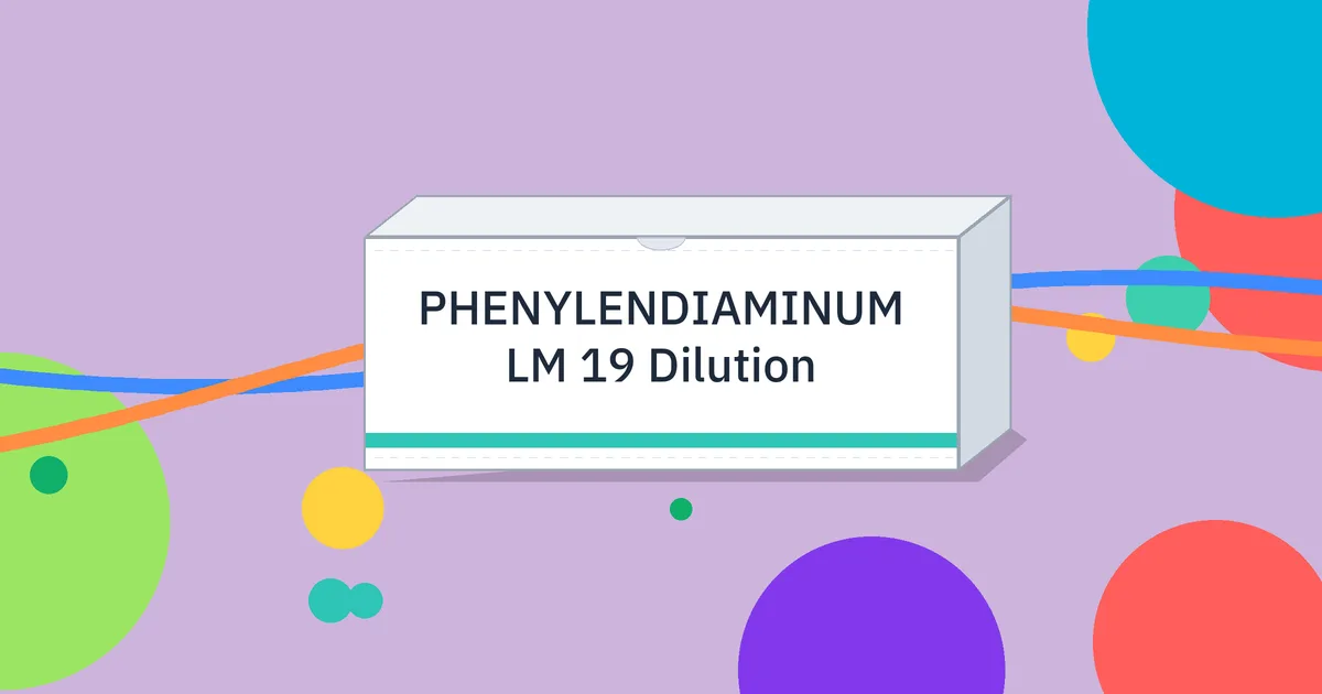 Symbolbild: Packung mit der Aufschrift PHENYLENDIAMINUM LM 19 Dilution (PZN 13638425) – Verfügbarkeit und Bezug in Apotheken in Frankfurt am Main