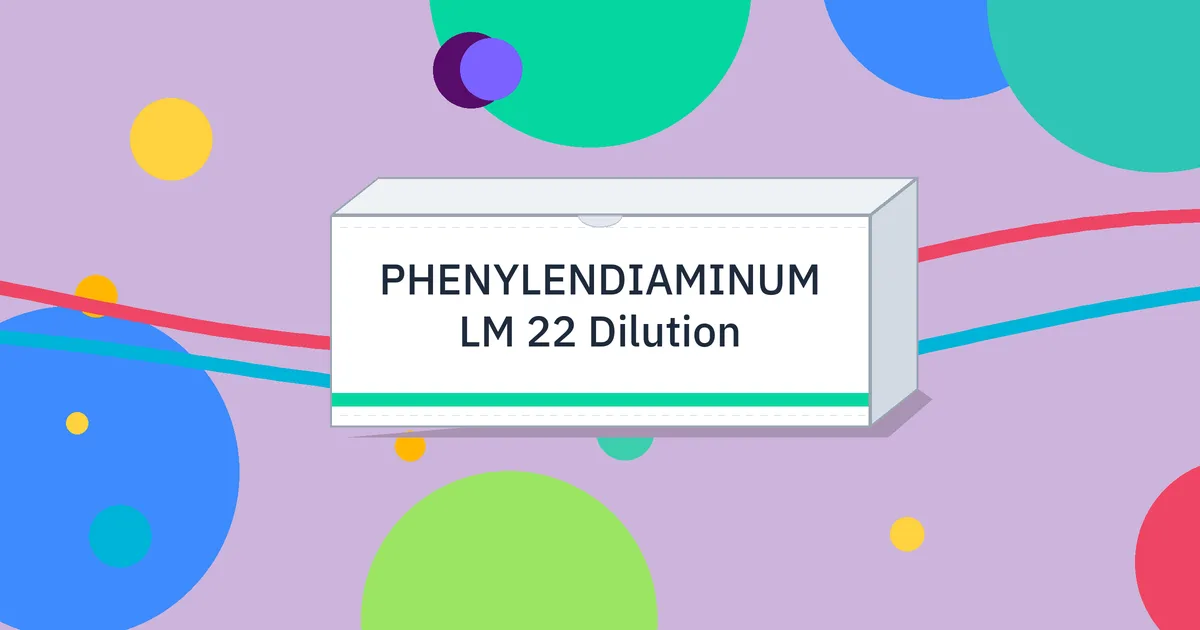 Symbolbild: Packung mit der Aufschrift PHENYLENDIAMINUM LM 22 Dilution (PZN 13638454) – Verfügbarkeit und Bezug in Apotheken in Frankfurt am Main