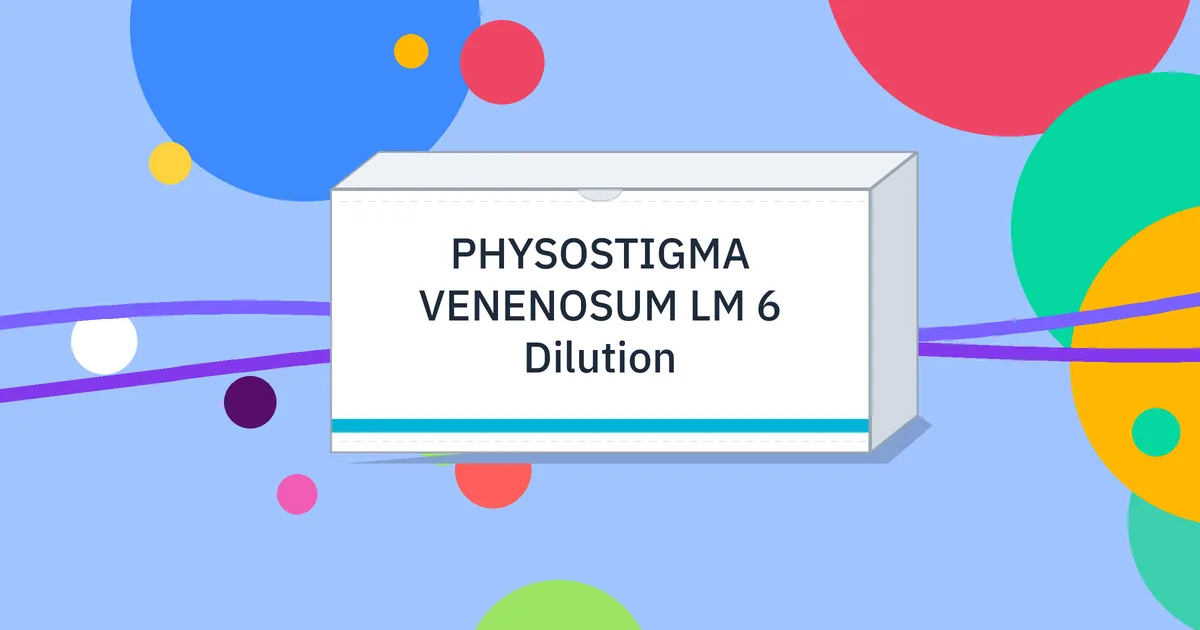 Symbolbild: Packung mit der Aufschrift PHYSOSTIGMA VENENOSUM LM 6 Dilution (PZN 13035253) – Verfügbarkeit und Bezug in Apotheken in Frankfurt am Main