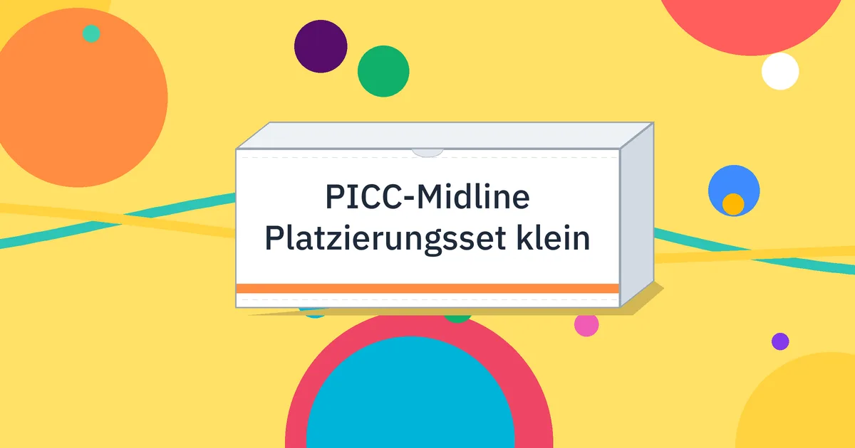 Symbolbild: Packung mit der Aufschrift PICC-Midline Platzierungsset klein (PZN 16615554) – Verfügbarkeit und Bezug in Apotheken in Frankfurt am Main