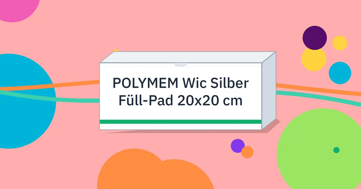 Symbolbild: Packung mit der Aufschrift POLYMEM Wic Silber Füll-Pad 20x20 cm (PZN 16784216) – Verfügbarkeit und Bezug in Apotheken in Frankfurt am Main