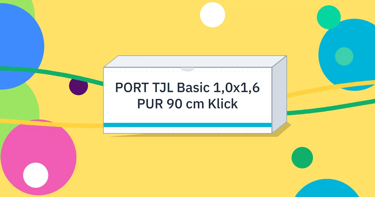 Symbolbild: Packung mit der Aufschrift PORT TJL Basic 1,0x1,6 PUR 90 cm Klick (PZN 04790743) – Verfügbarkeit und Bezug in Apotheken in Frankfurt am Main
