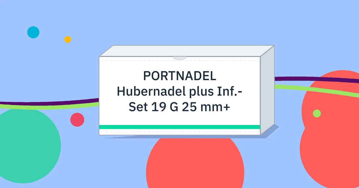 Symbolbild: Packung mit der Aufschrift PORTNADEL Hubernadel plus Inf.-Set 19 G 25 mm+ (PZN 02704478) – Verfügbarkeit und Bezug in Apotheken in Frankfurt am Main
