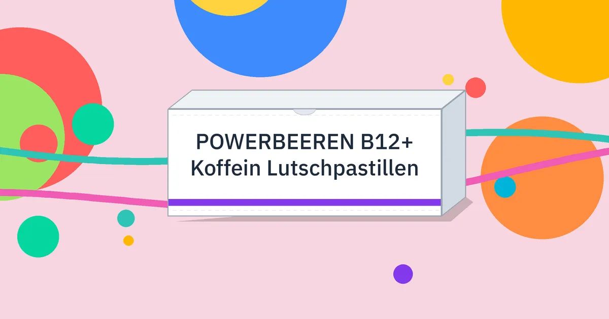 Symbolbild: Packung mit der Aufschrift POWERBEEREN B12+ Koffein Lutschpastillen (PZN 18037446) – Verfügbarkeit und Bezug in Apotheken in Frankfurt am Main
