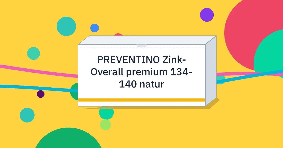 Symbolbild: Packung mit der Aufschrift PREVENTINO Zink-Overall premium 134-140 natur (PZN 12446586) – Verfügbarkeit und Bezug in Apotheken in Frankfurt am Main