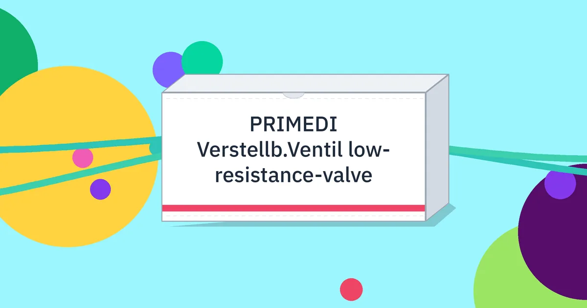 Symbolbild: Packung mit der Aufschrift PRIMEDI Verstellb.Ventil low-resistance-valve (PZN 10780648) – Verfügbarkeit und Bezug in Apotheken in Frankfurt am Main