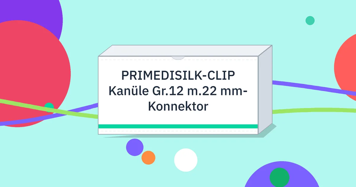 Symbolbild: Packung mit der Aufschrift PRIMEDISILK-CLIP Kanüle Gr.12 m.22 mm-Konnektor (PZN 10780743) – Verfügbarkeit und Bezug in Apotheken in Frankfurt am Main