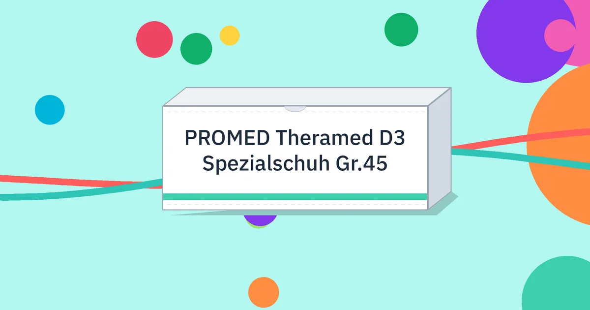 Symbolbild: Packung mit der Aufschrift PROMED Theramed D3 Spezialschuh Gr.45 (PZN 05482363) – Verfügbarkeit und Bezug in Apotheken in Frankfurt am Main