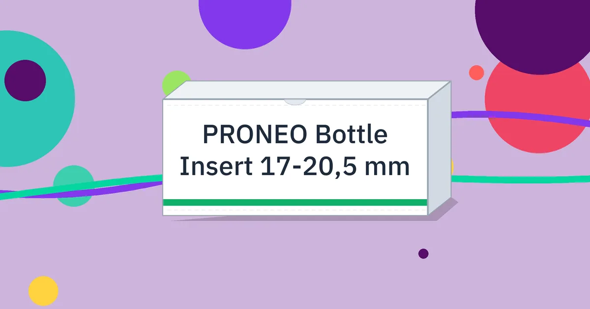 Symbolbild: Packung mit der Aufschrift PRONEO Bottle Insert 17-20,5 mm (PZN 16737926) – Verfügbarkeit und Bezug in Apotheken in Frankfurt am Main