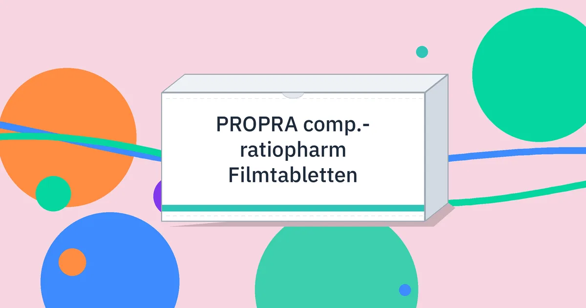 Symbolbild: Packung mit der Aufschrift PROPRA comp.-ratiopharm Filmtabletten (PZN 07260419) – Verfügbarkeit und Bezug in Apotheken in Frankfurt am Main